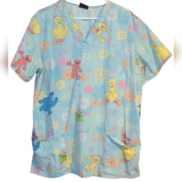 Sesame Street | Tops | Sesame Street Scrub Top Big Bird Oscar The ...